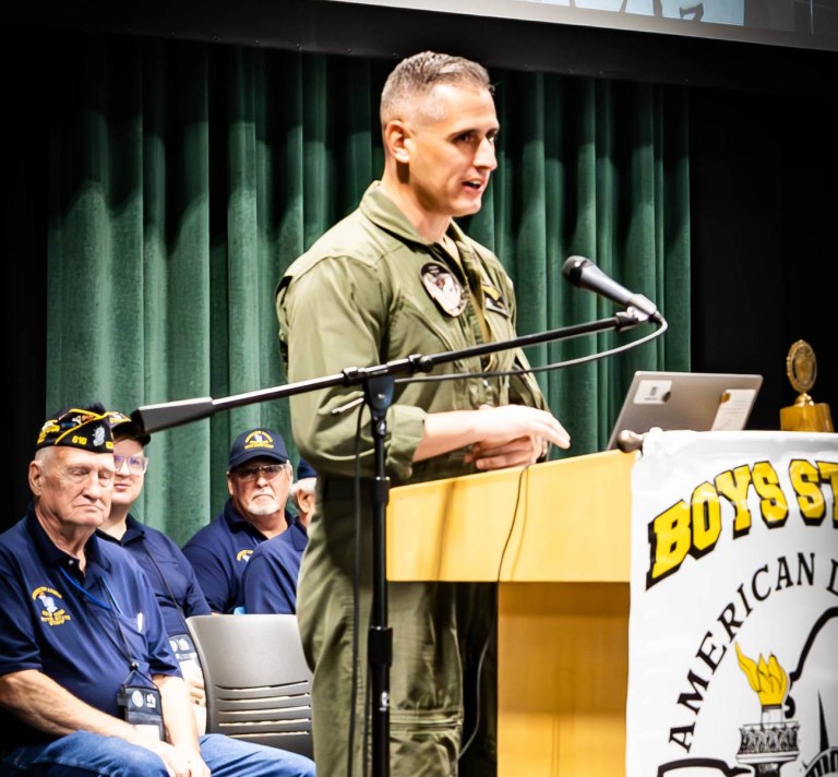 USMC Major James McBride visits Boys State | American Legion Boys ...